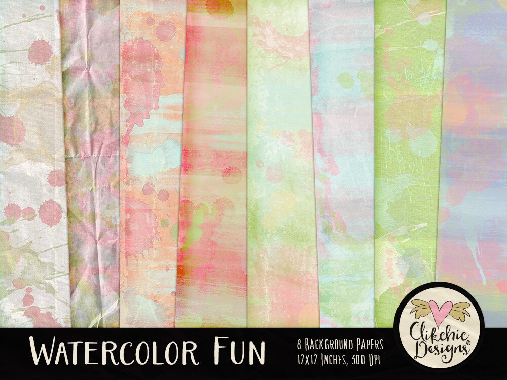 Watercolor Paint Digital Paper Pack Painted Style Digital - Etsy