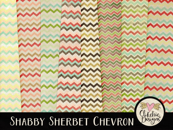 Chevron Digital Paper Pack Chic Shabby Sherbet Chevron - Etsy