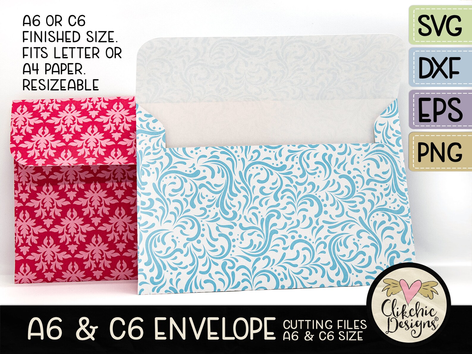 A6 Envelope SVG Cutting File, C6 Envelope Template Cut File, PNG ...