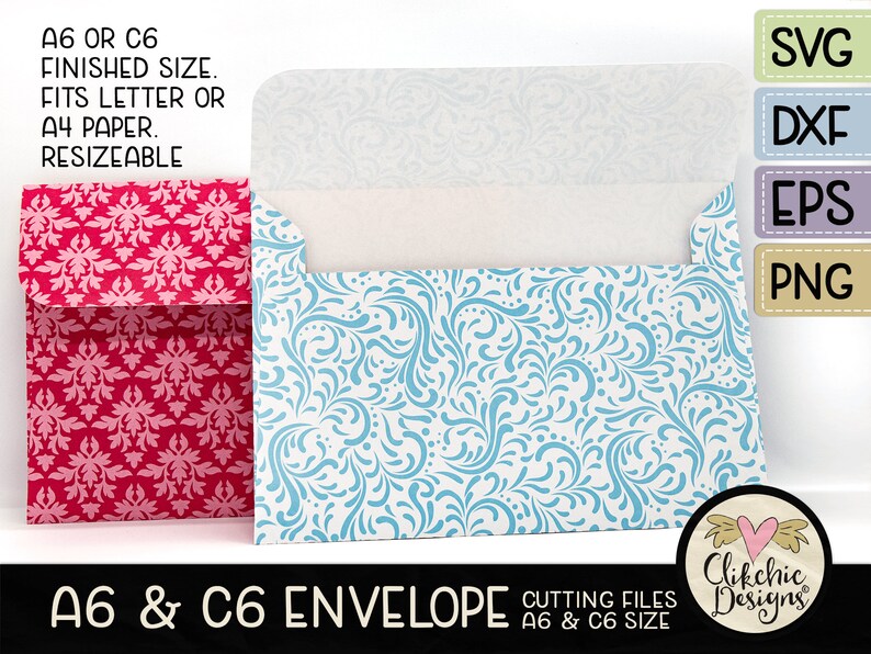 A6 Envelope SVG Cutting File, C6 Envelope Template Cut File, PNG ...