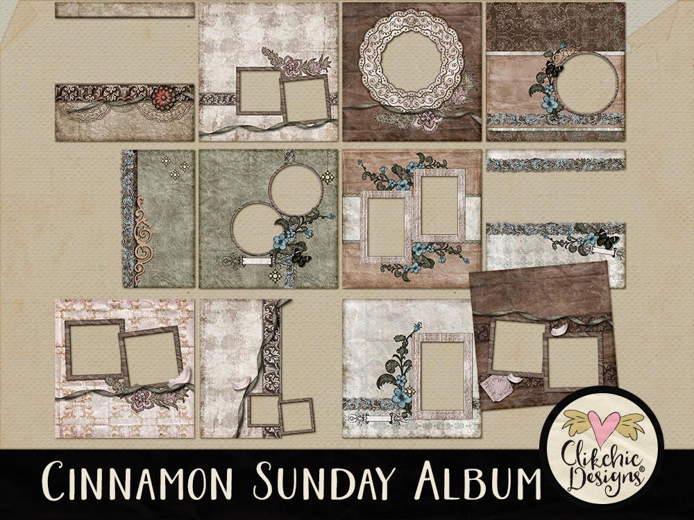 Shabby Vintage Digital Scrapbook Album Vintage Quick Page