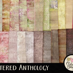 Digital Paper Pack, 24 Shabby Vintage Digital Scrapbook Paper ...