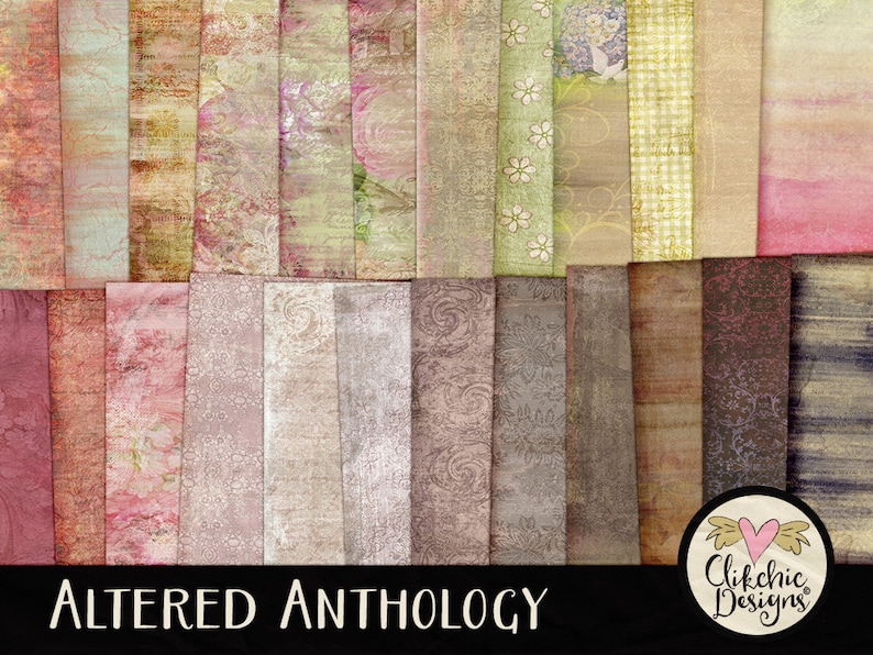 Digital Paper Pack, 24 Shabby Vintage Digital Scrapbook Paper ...