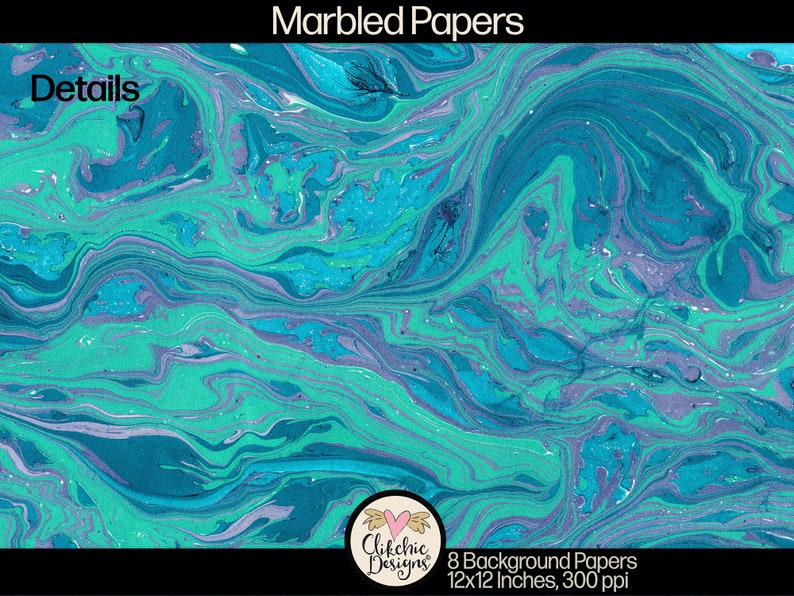 Marbled Digital Paper Pack: Printable Scrapbook Backgrounds (digital ...