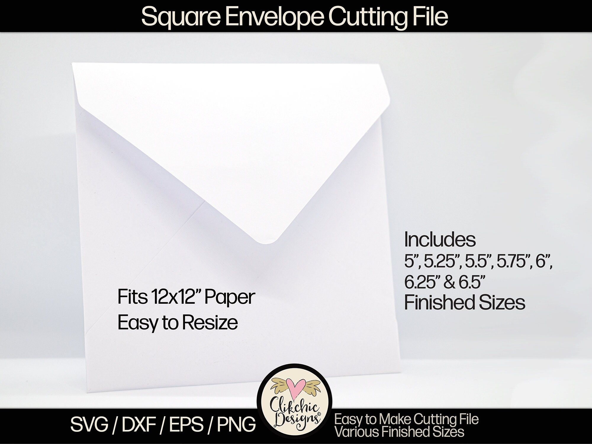 Square Envelope SVG Cutting File, 7 Sizes 5-6.5 Square Envelope ...