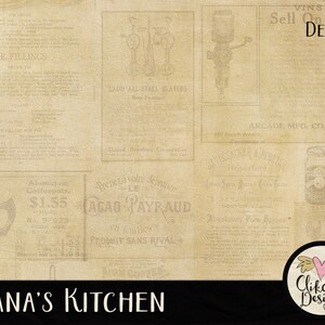 Cooking Digital Paper Pack Nana's Kitchen Digital | Etsy