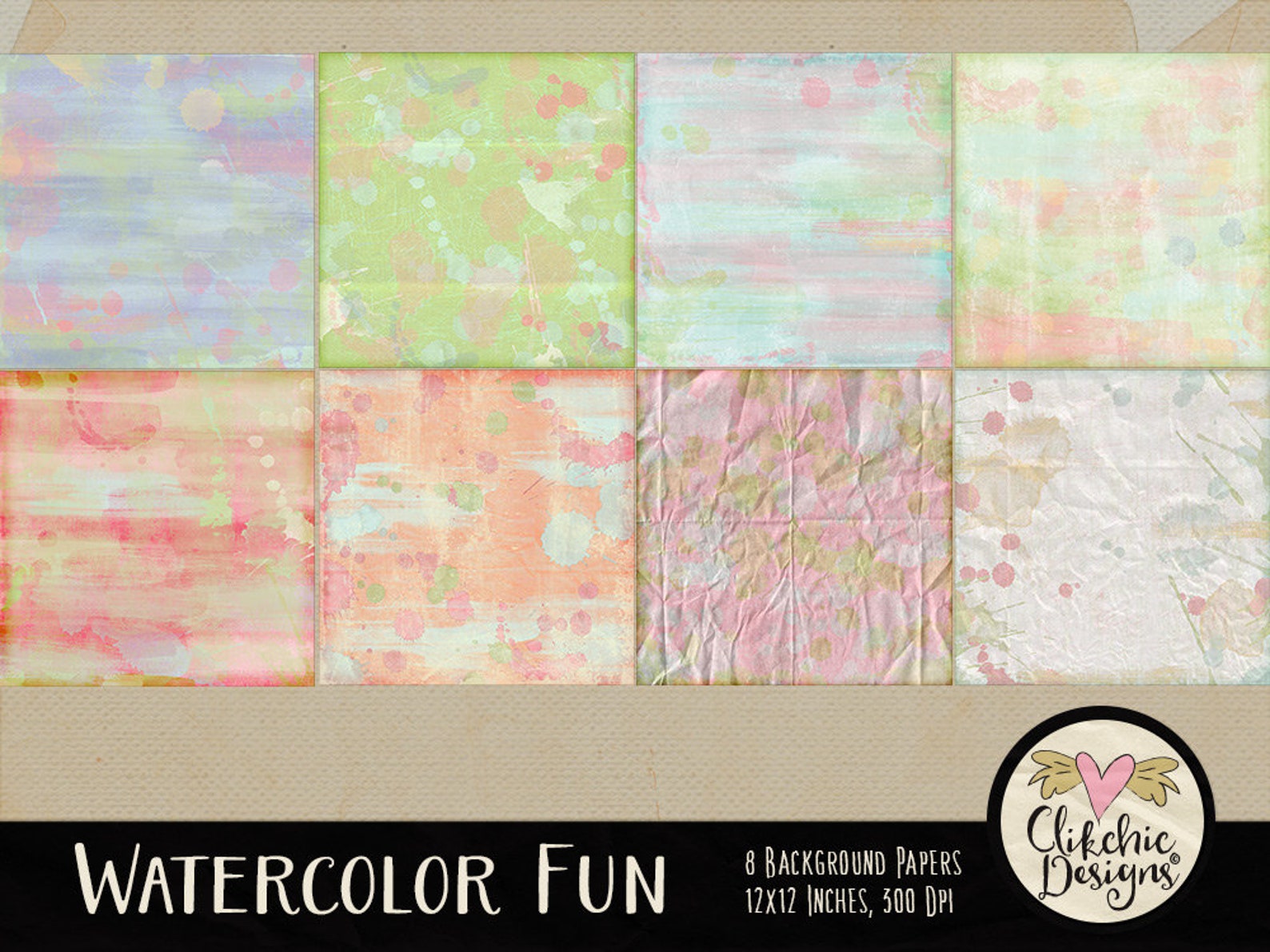 Watercolor Paint Digital Paper Pack Painted Style Digital - Etsy