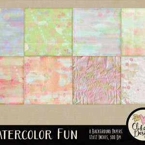 Watercolor Paint Digital Paper Pack - Painted Style Digital ...