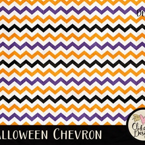 Halloween Paper Pack - Chevron Digital Scrapbook Paper - Halloween ...