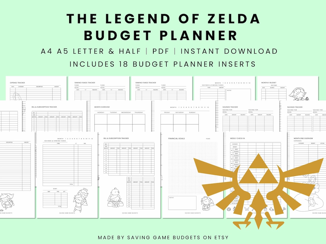 LEGEND of ZELDA Link Printable Budget Planner Cute, A4 Letter, PDF ...