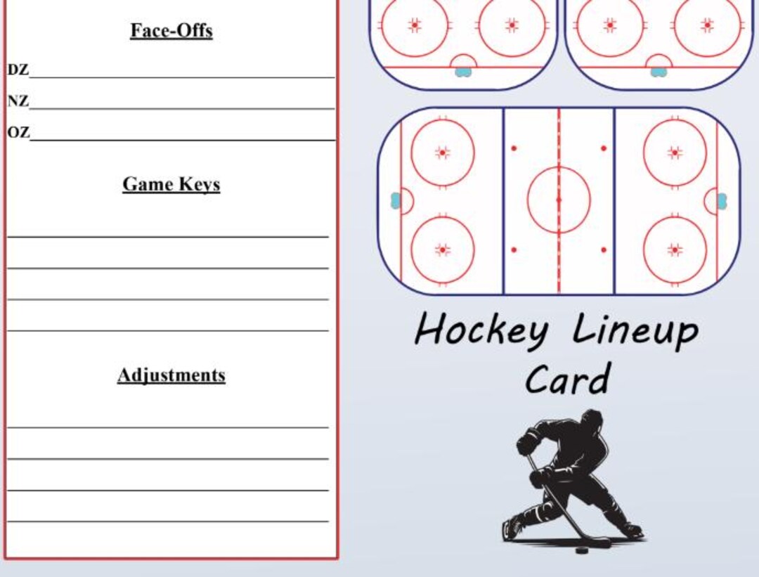 Printable Hockey Lineup Cards, Game Cards (PDF Download) - Etsy
