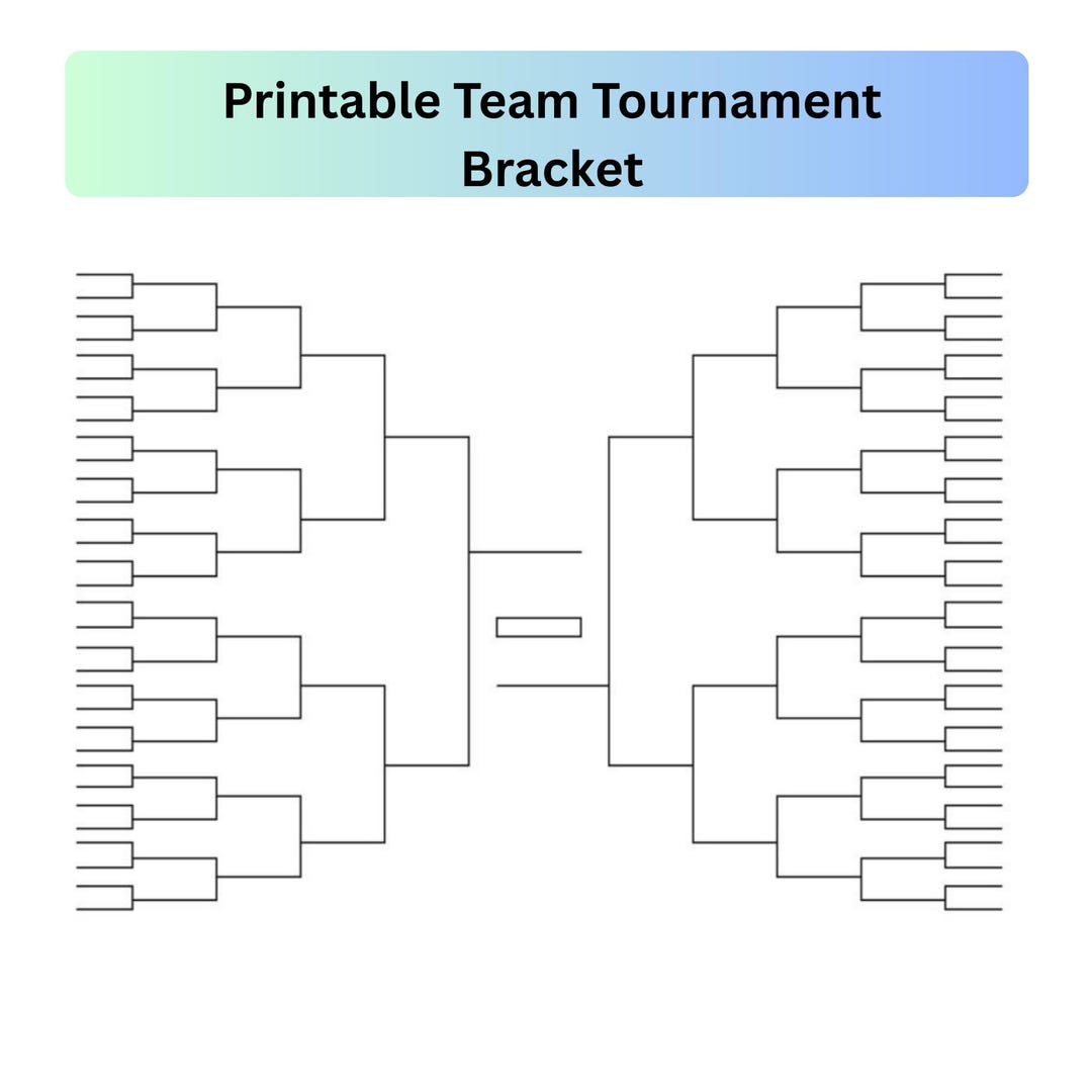 64 Team Tournament Bracket Printable – Single Elimination PDF - Etsy Canada