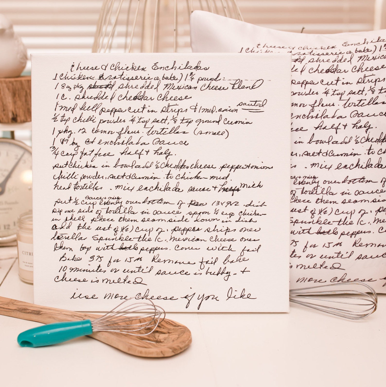 Handwritten Recipe Printed Canvas Kitchen Recipe Decor - Etsy