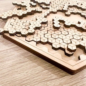 Wooden Fractual Puzzle, Brain Teaser Challenge, Gift for Puzzle Lover ...