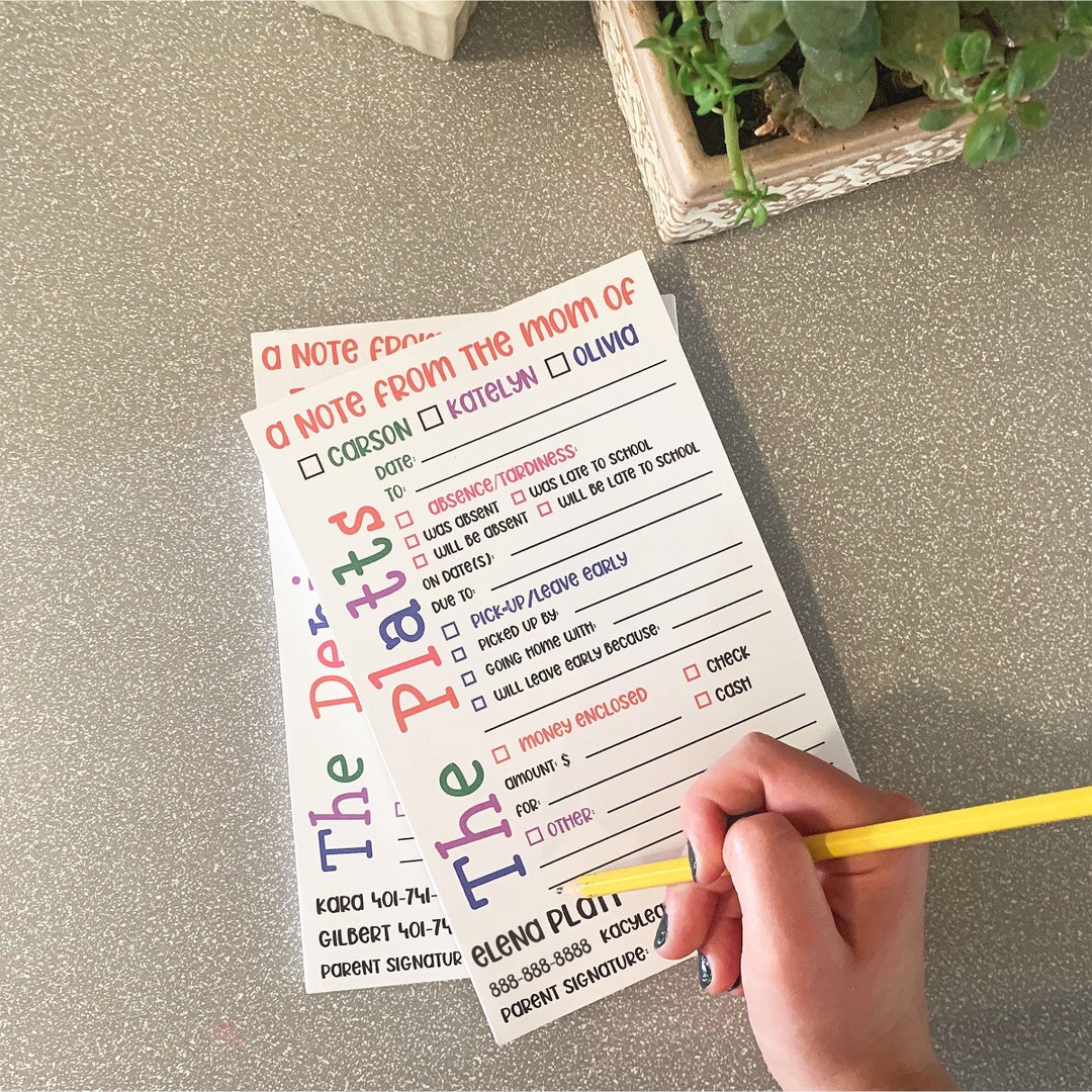 Personalized Mom Notepad: Please Excuse School Notes - Etsy