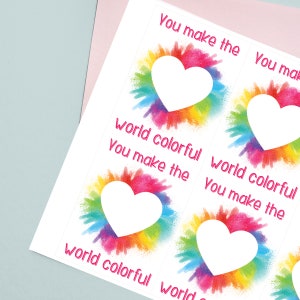 PRINTABLE Watercolor Valentine- Color My World Download - Etsy