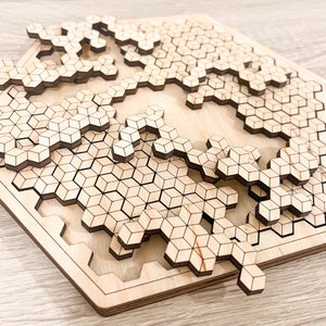 Wooden Fractual Puzzle, Brain Teaser Challenge, Gift for Puzzle Lover ...