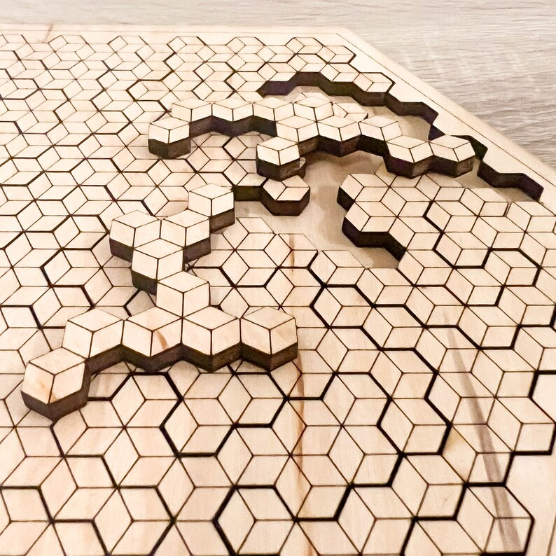 Wooden Fractual Puzzle Brain Teaser Challenge Gift for - Etsy