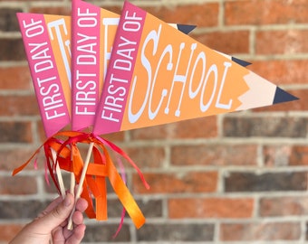 Printable Back to School Pennant Flags • First Day of School Sign ...