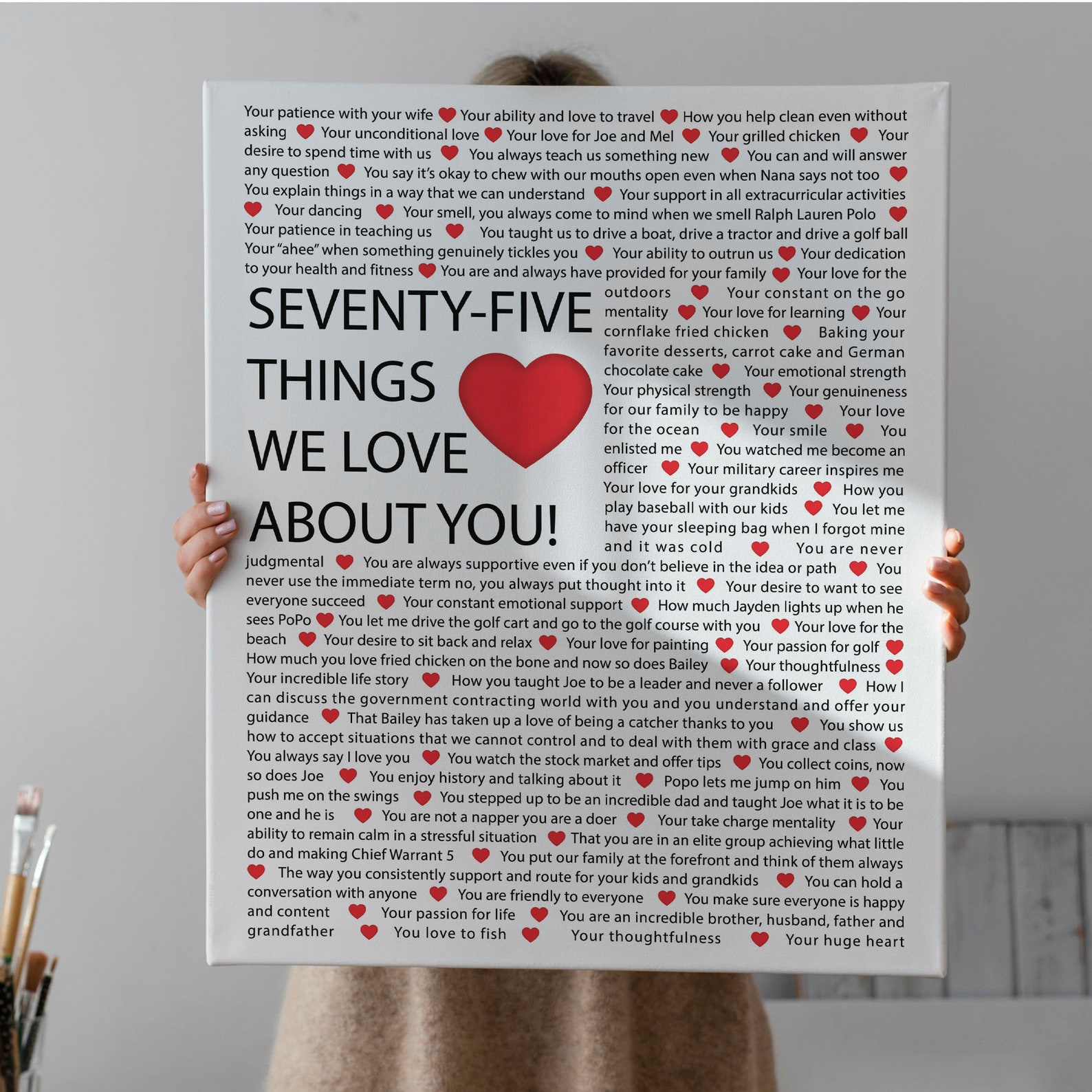 75 Things We Love About You Canvas 75th Birthday Gift - Etsy
