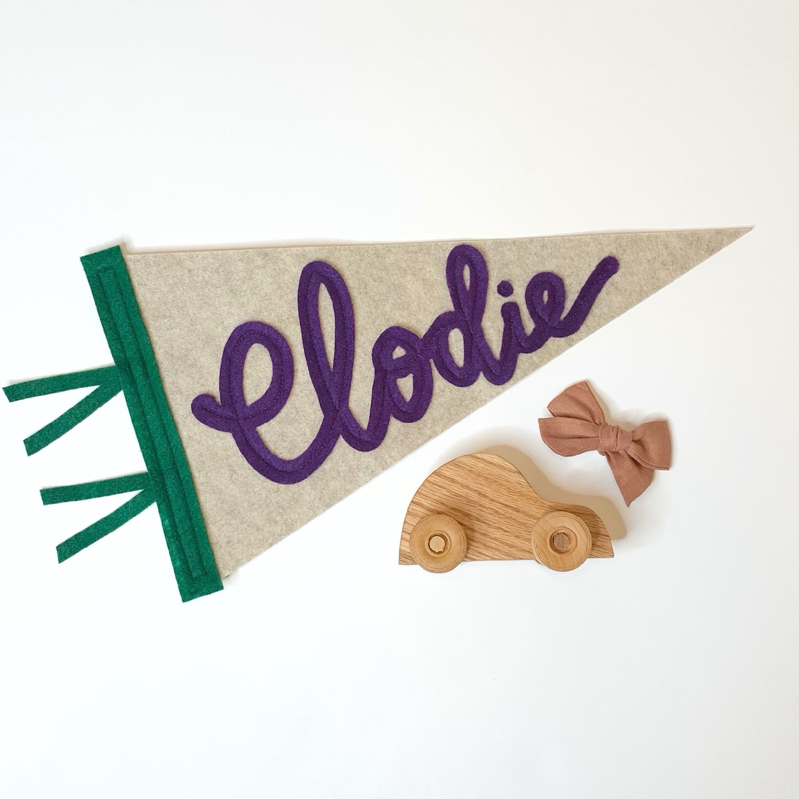 Cursive Name Pennant beige Calligraphy Modern Cursive | Etsy