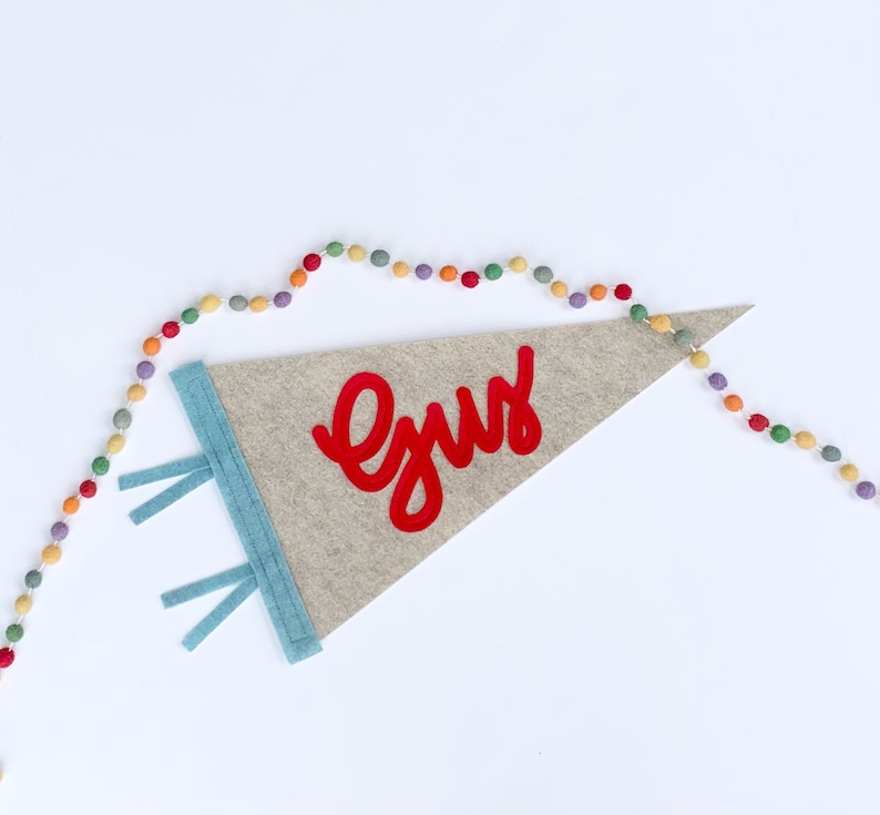 Cursive Name Pennant beige Calligraphy Modern Cursive | Etsy