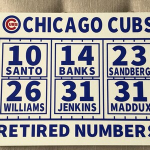 Chicago Cubs Retired Numbers Collectible Sign Memorabilia MLB 14"x11 ...