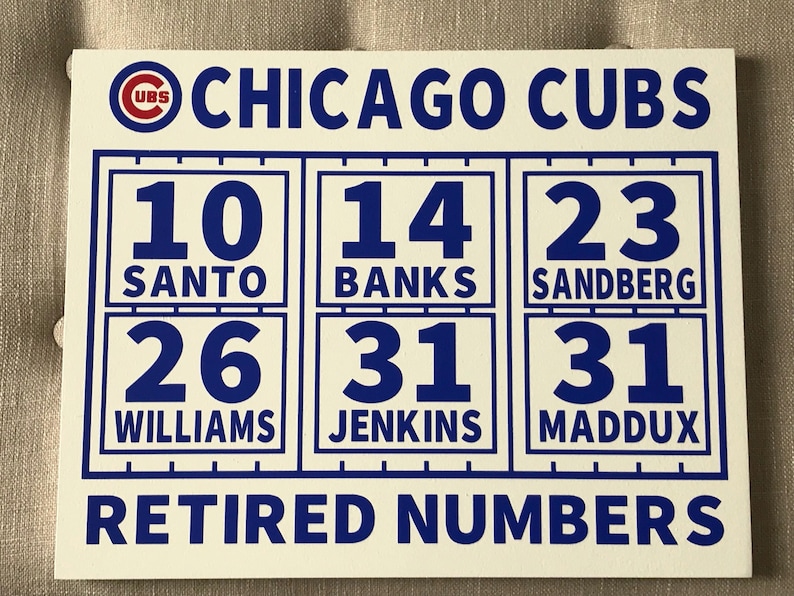 Chicago Cubs Retired Numbers Collectible Sign Memorabilia MLB | Etsy