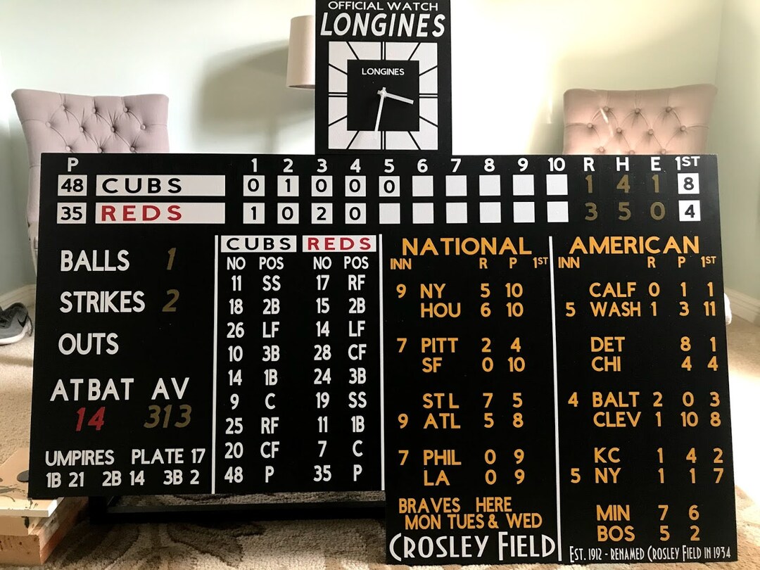 Replica Cincinnati Reds Crosley Field Scoreboard With Working Longines ...