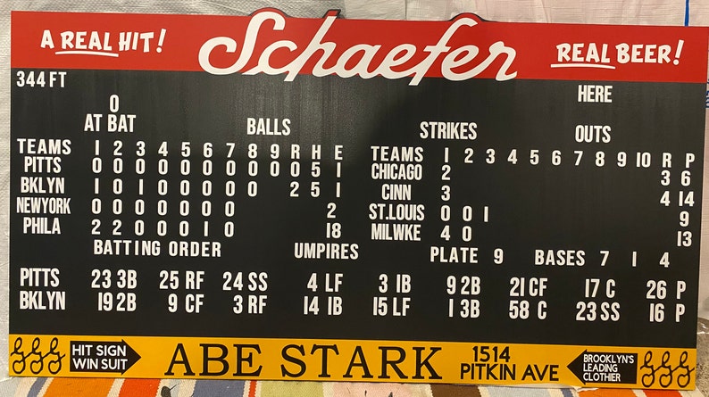 Ebbets Field Scoreboard Replica: Brooklyn Dodgers Vintage Sign With ...