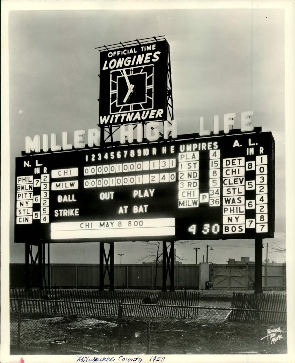 County Stadium Replica Scoreboard 1950's Milwaukee Braves Sign Wall Art ...