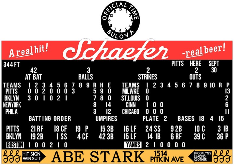 Ebbets Field Scoreboard Replica: Brooklyn Dodgers Vintage Sign With ...