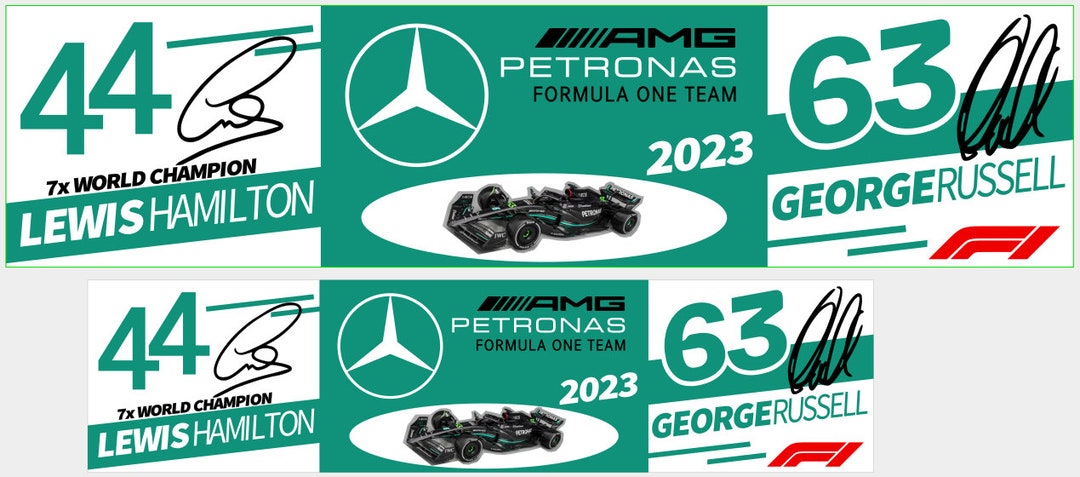 F1 Racing Formula One Mercedes 2023 Team Sign Lewis Hamilton George ...