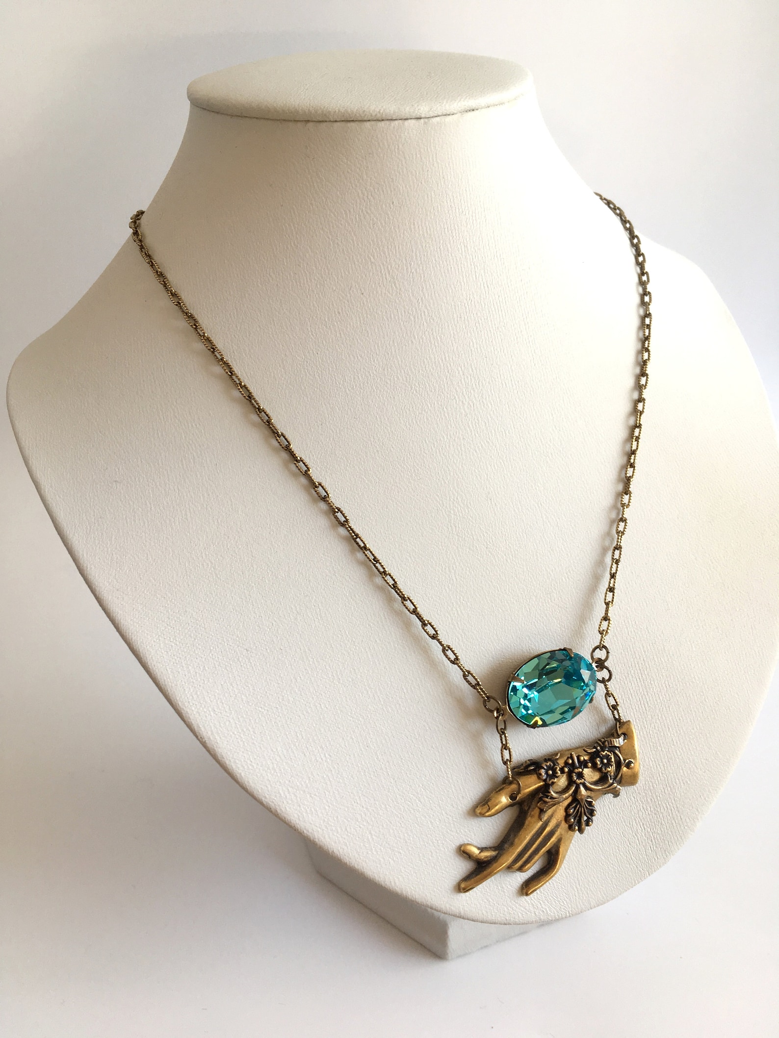 Antique Gold Tattoo Victorian Hand With Turquoise Crystal Ball Fortune ...