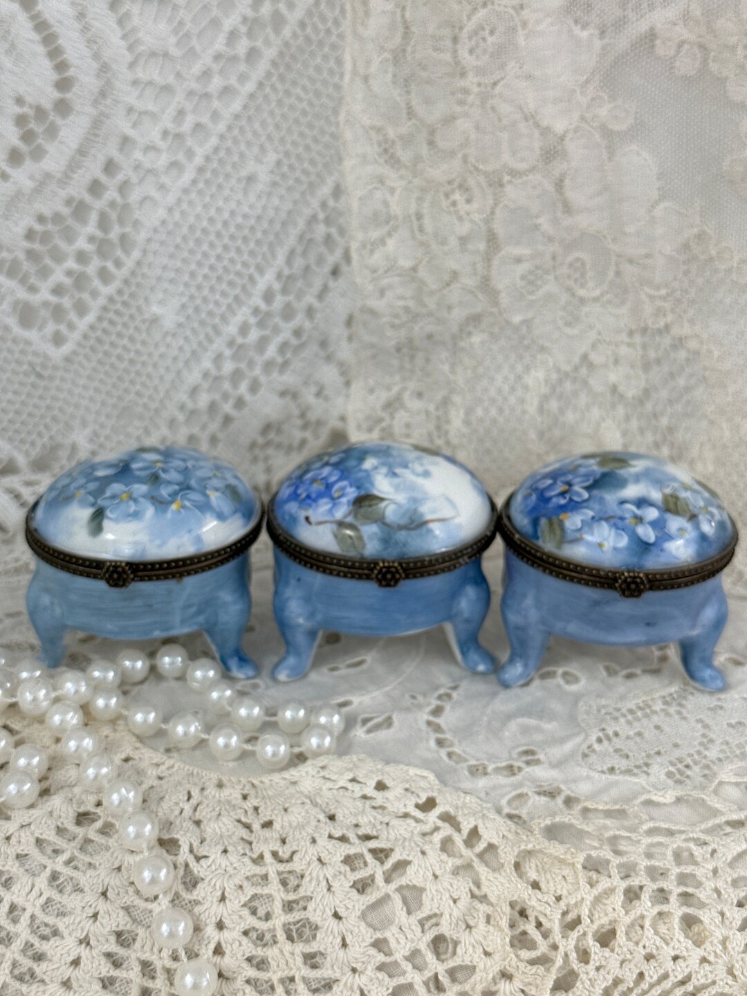Handpainted Porcelain Trinket Hinged Box With Legs - Etsy