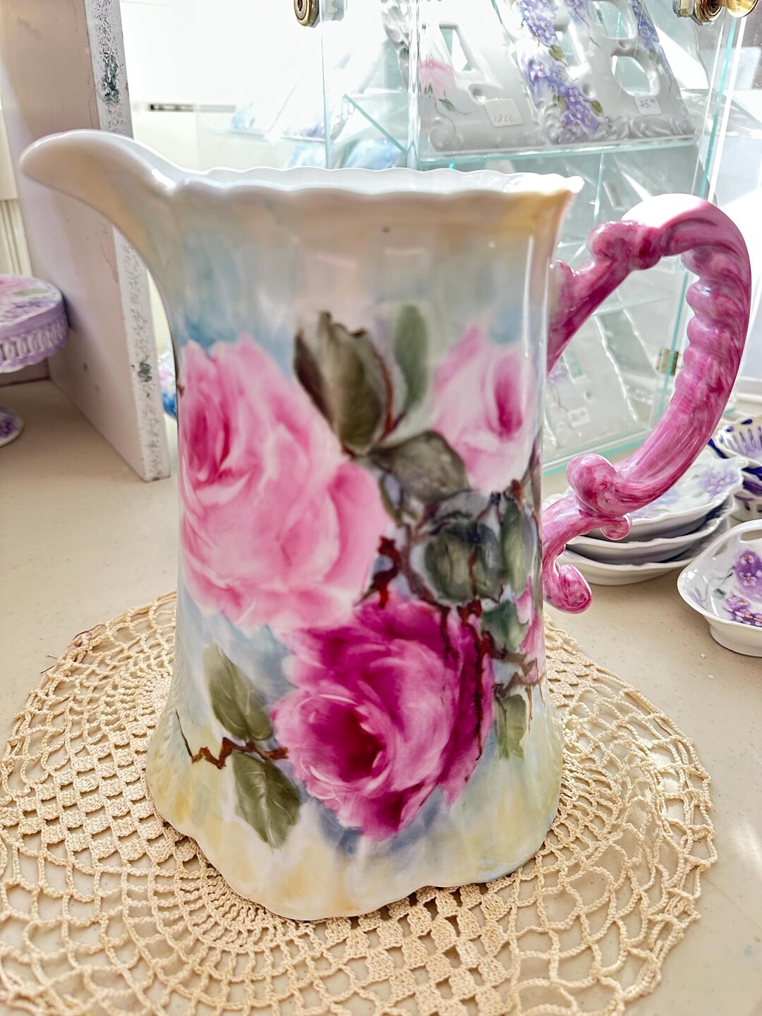 Hand-painted Antique Vase: Signed Vintage Rose Pitcher - Etsy