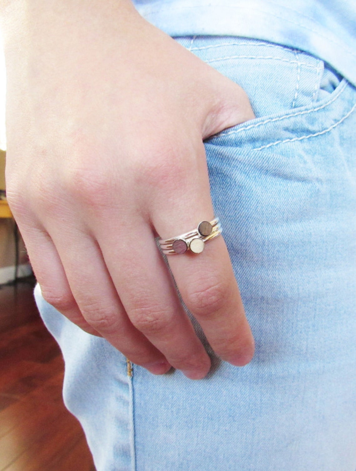 Wood Ring 5th Anniversary Gift Stacking Rings Bezel Set | Etsy