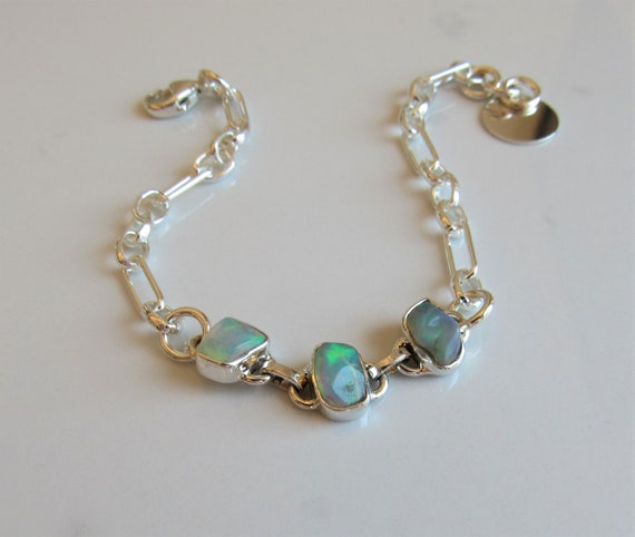 Natural Ethiopian Raw Opal Sterling Silver Bracelet Welo Opal Wedding Bracelet October Birthstone Jewelry Personalized Gemstone Gift Etsy