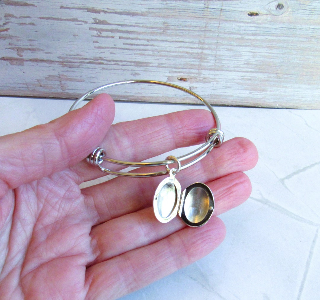 Sterling Silver Oval Locket and Stainless Steel Bangle Bracelet ...