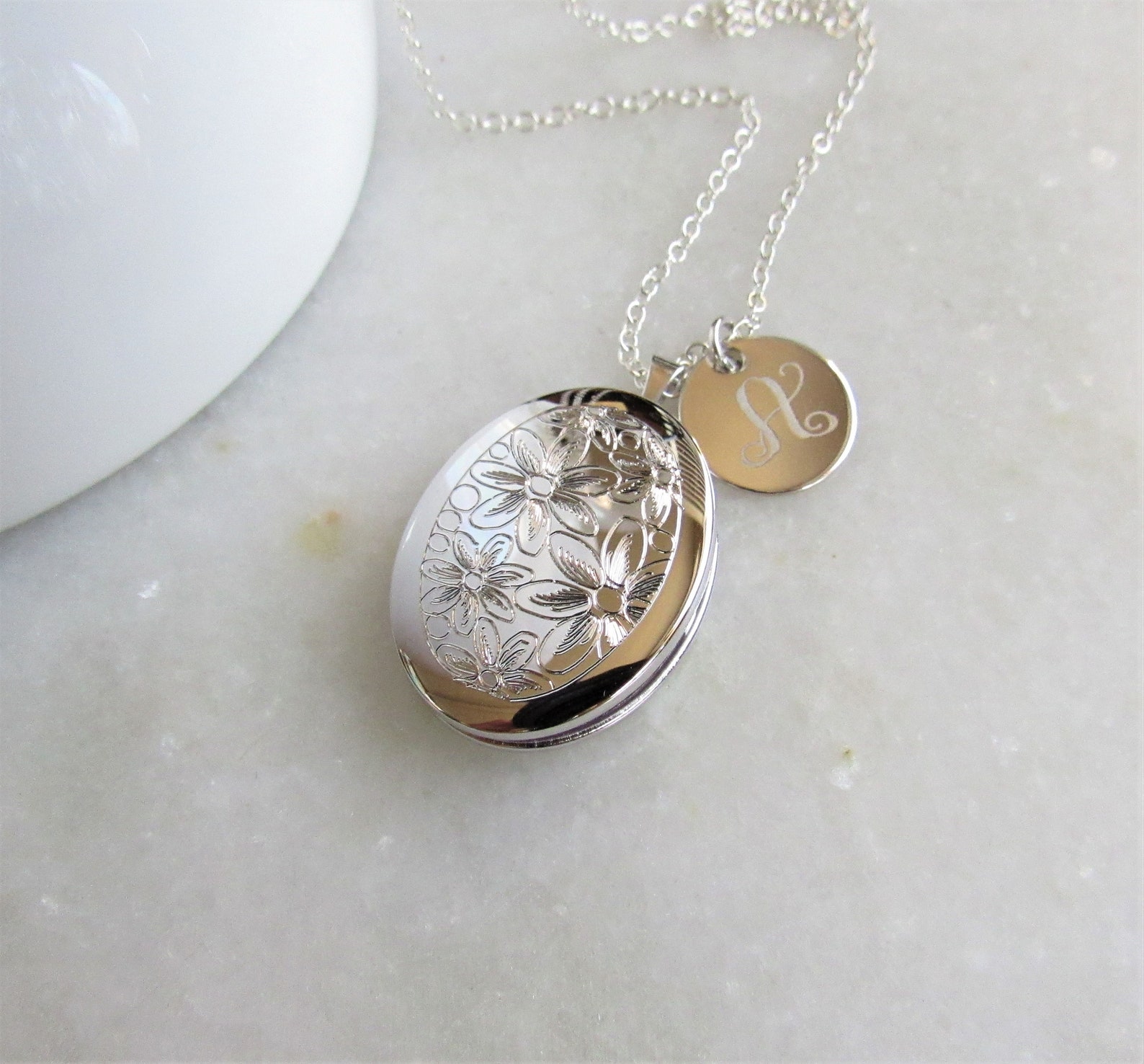 Sterling Silver Locket Necklace Personalized 32x20mm, Photo Necklace ...