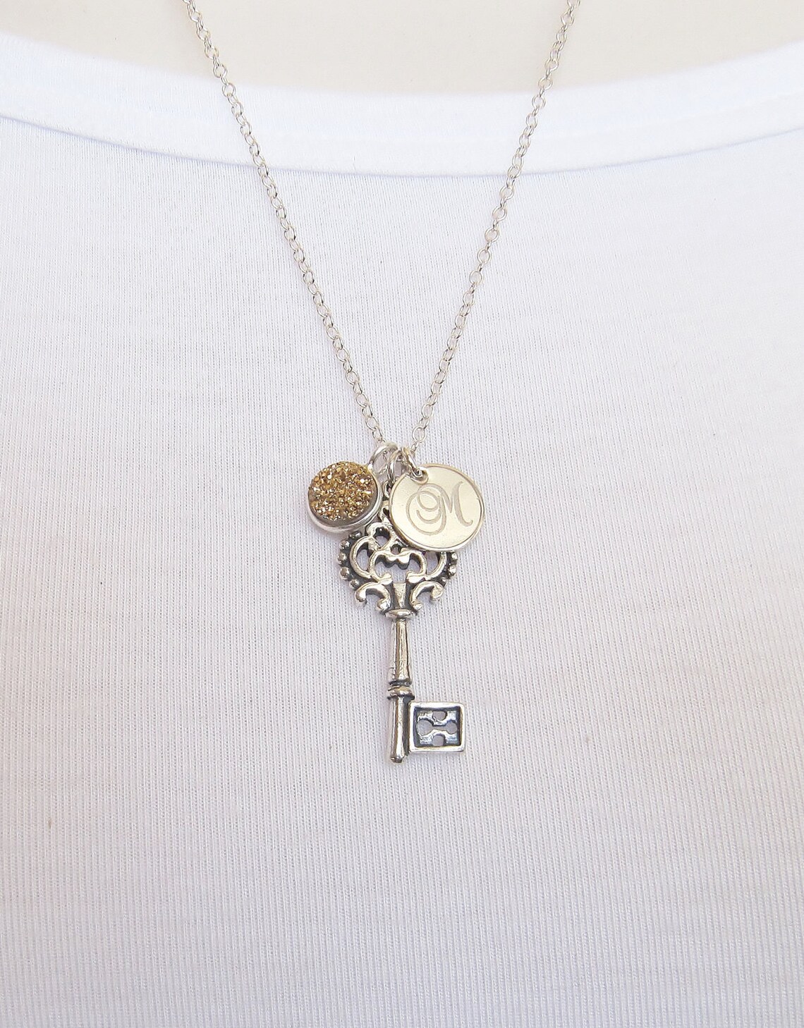 Silver Key Necklace Personalized Necklace Key to My Heart | Etsy