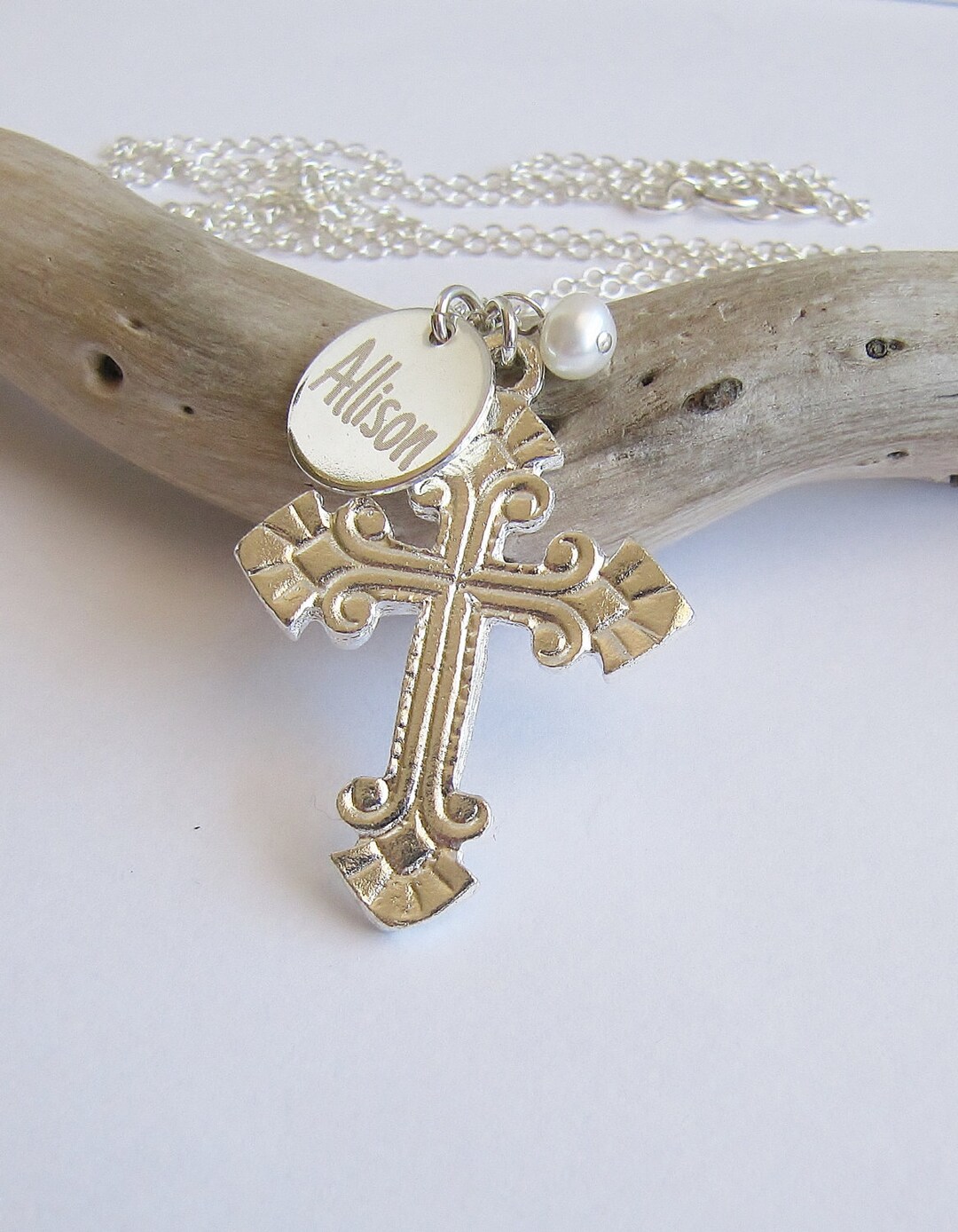 Personalized Cross Necklace Women, Large Silver Cross Pendant ...