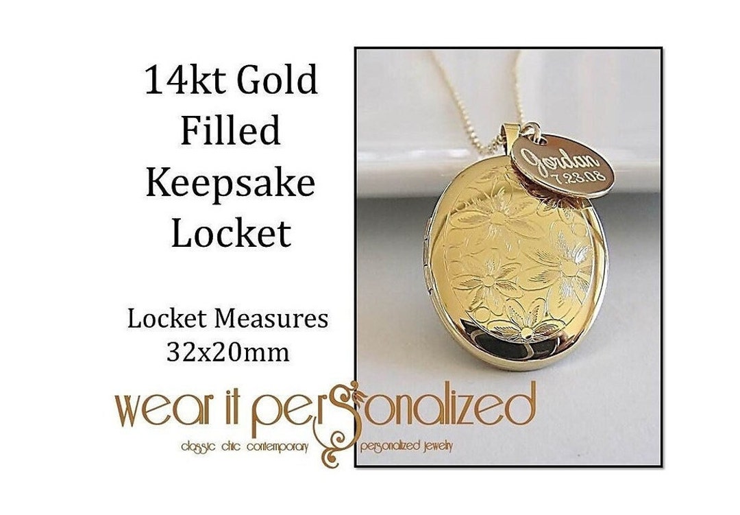 Gold Locket Necklace Personalized, Photo Necklace, Keepsake Jewelry ...