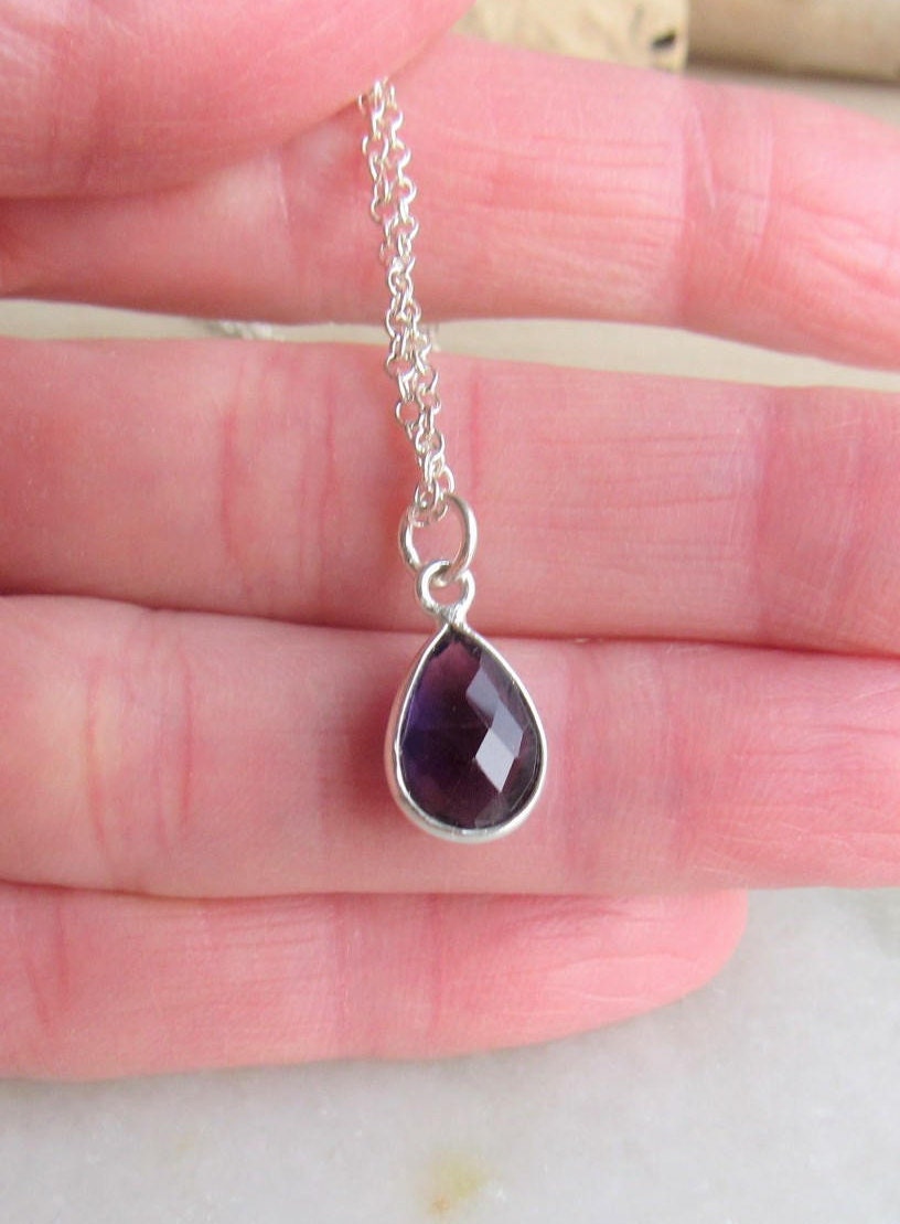 Amethyst Necklace February Birthstone Dainty Necklace | Etsy