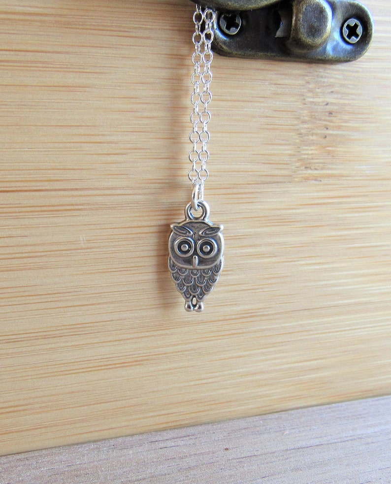 Silver Owl Necklace Tiny Owl Charm Necklace Owl Jewelry - Etsy