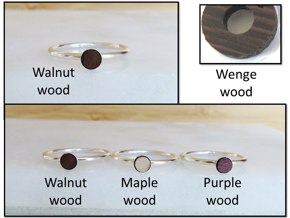 Wood Ring 5th Anniversary Gift Stacking Rings Bezel Set - Etsy