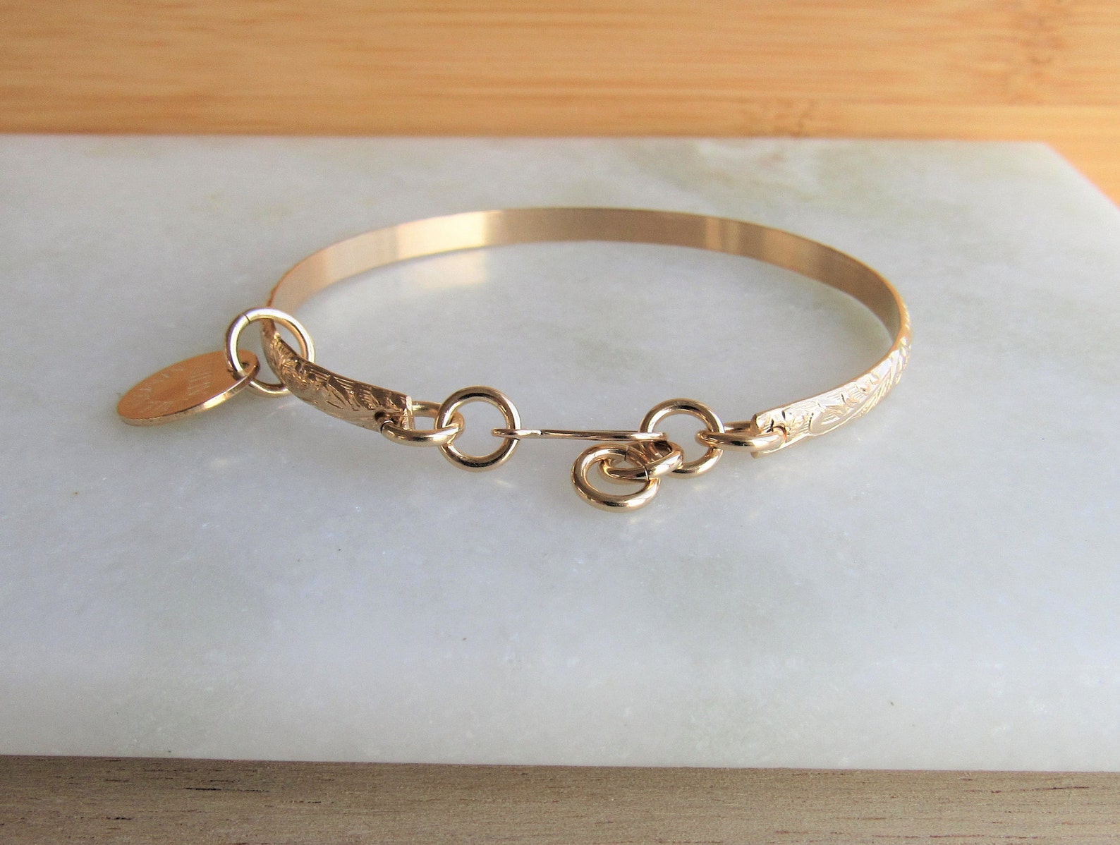 Adjustable Bangle Bracelet 14kt Gold Filled Personalized - Etsy