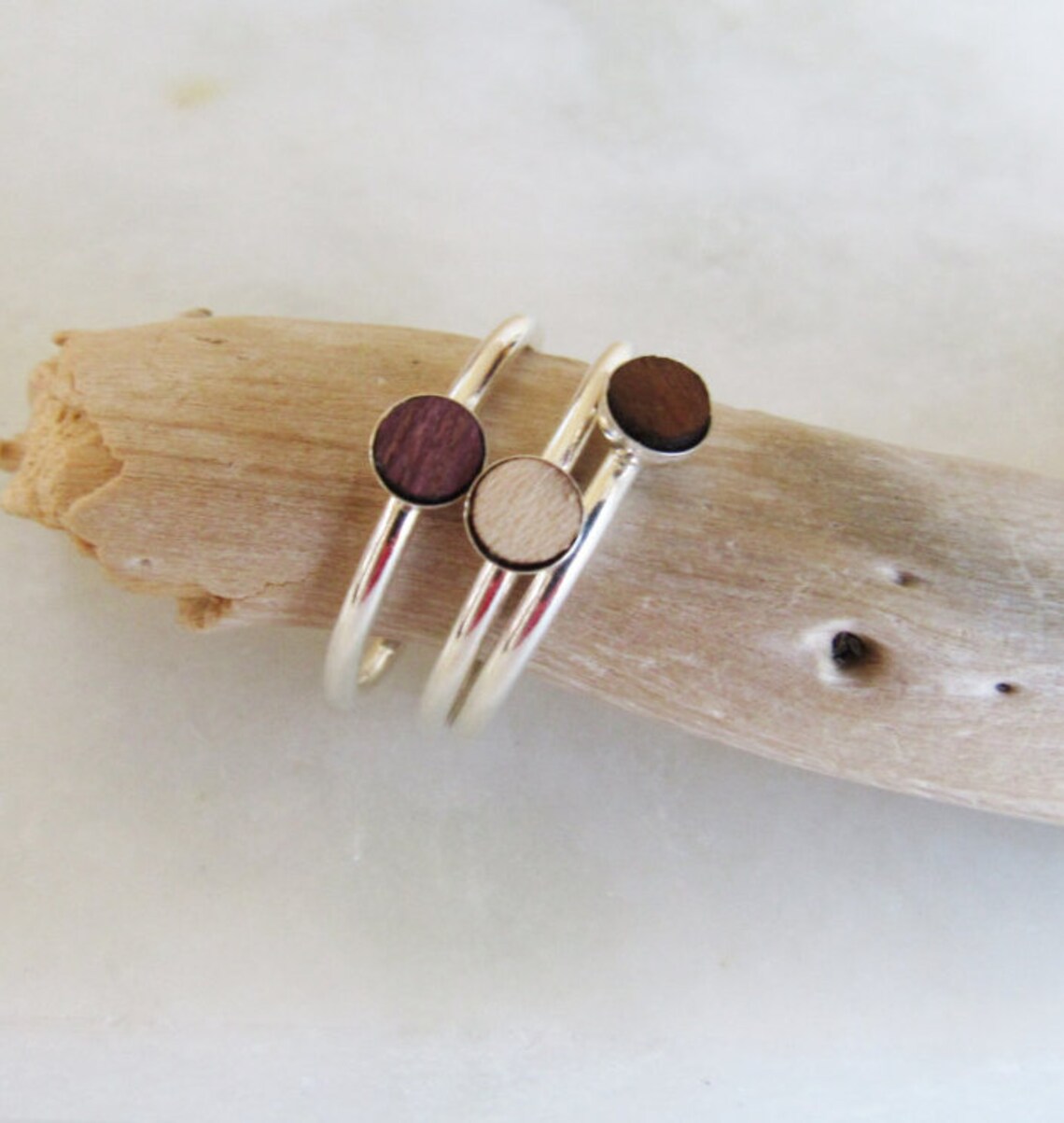 Wood Ring 5th Anniversary Gift Stacking Rings Bezel Set | Etsy