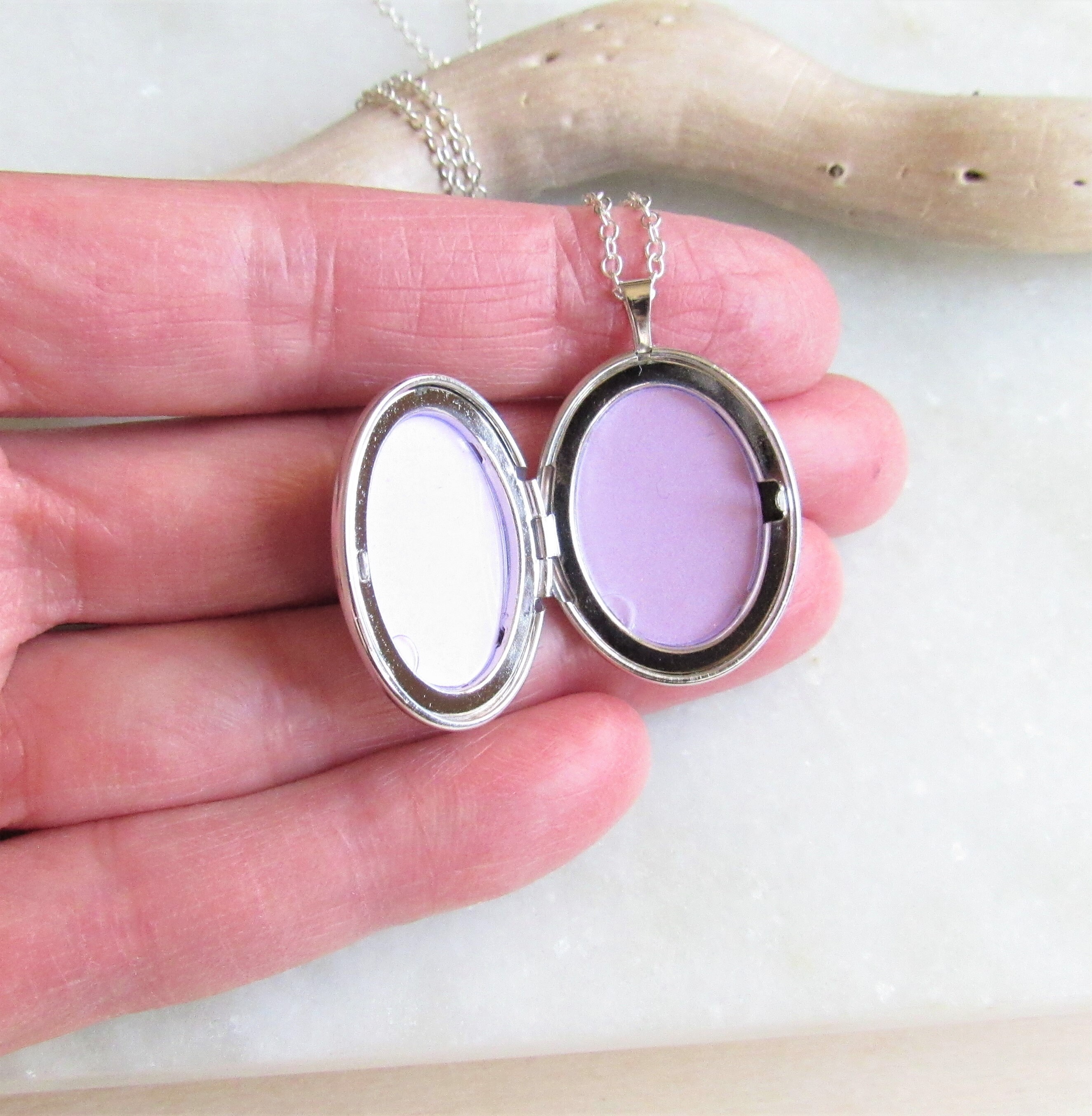 Sterling Silver Locket Necklace Personalized 32x20mm, Photo Necklace ...
