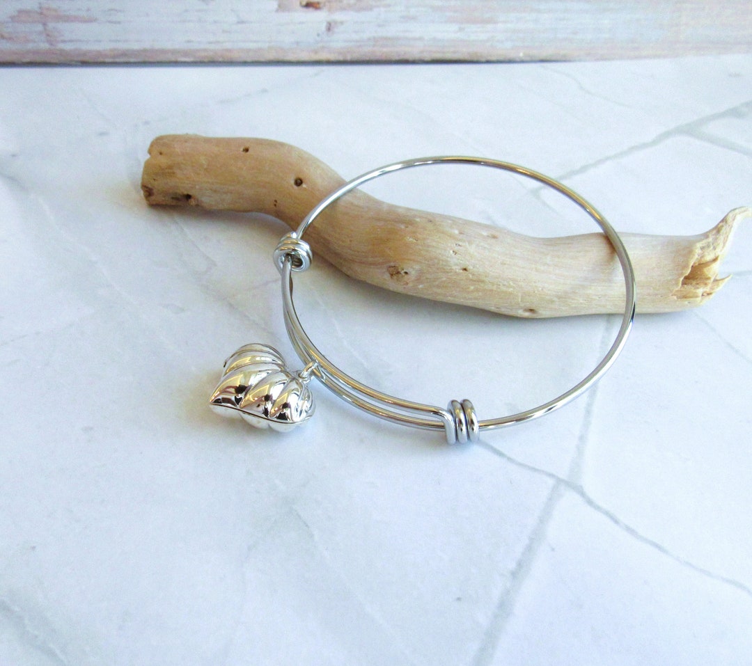 Silver Heart Locket Bangle Bracelet for Her, Keepsake Charm Bracelet ...